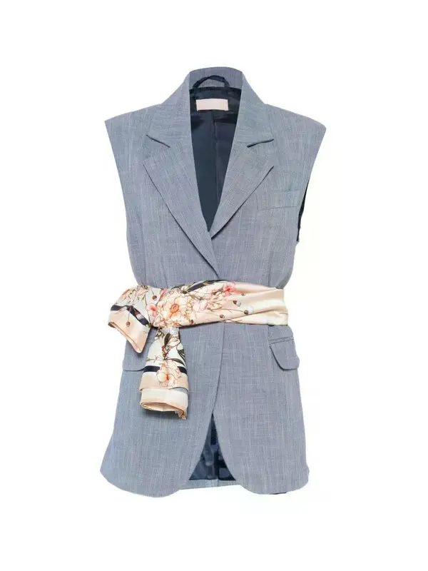 Liu Jo Sleeveless Waistcoat With Scarf Belt - Blue