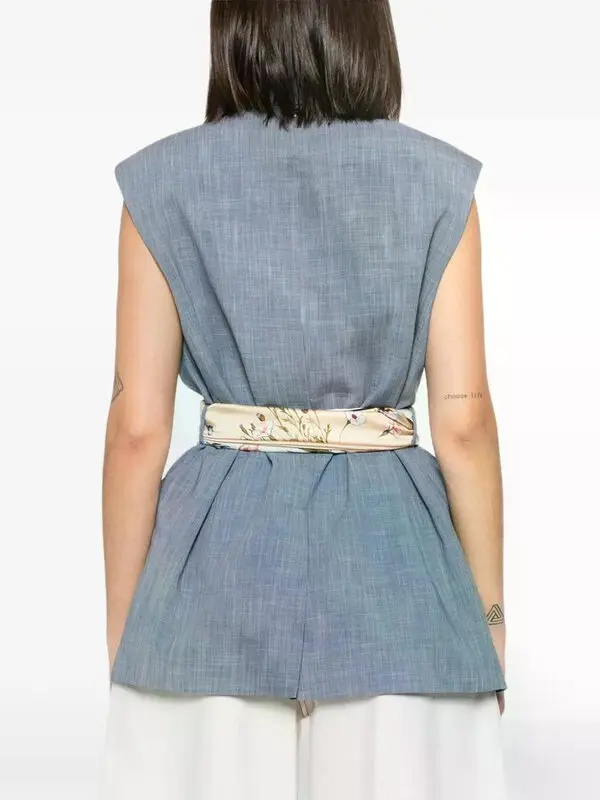 Liu Jo Sleeveless Waistcoat With Scarf Belt - Blue