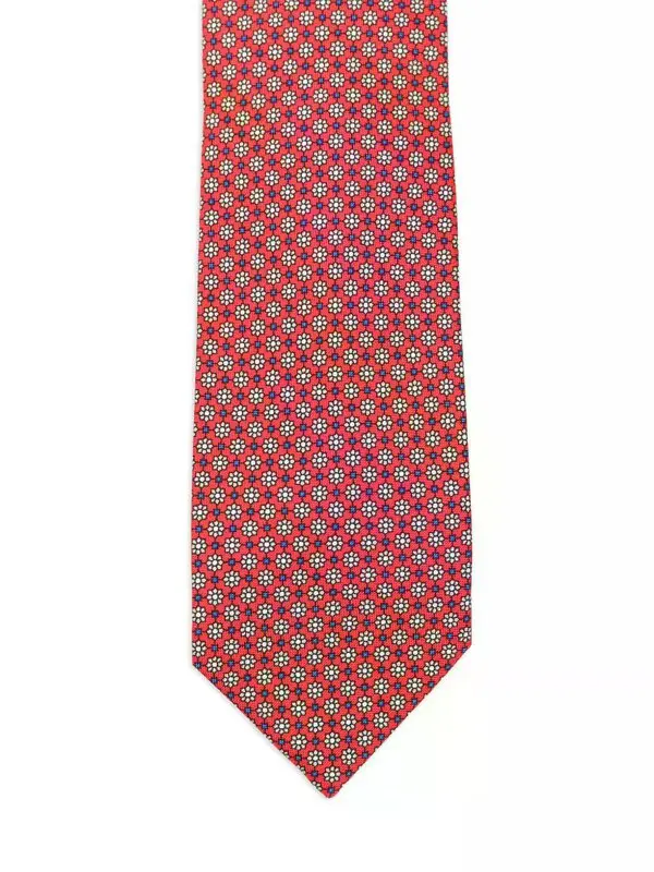 BARBA NAPOLI Floral Pattern Neck Tie - Red