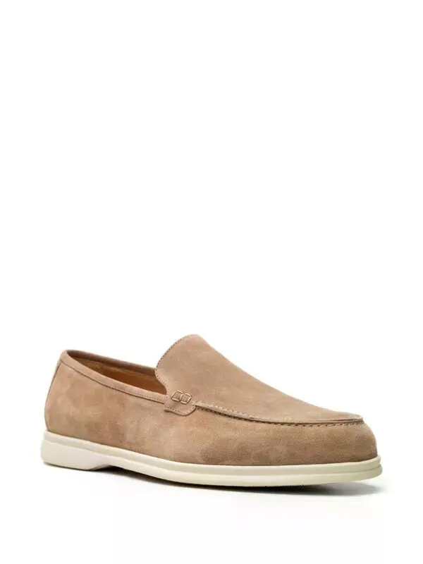 CHUCKIES Suede Round-toe Slip-on Loafers - Neutrals