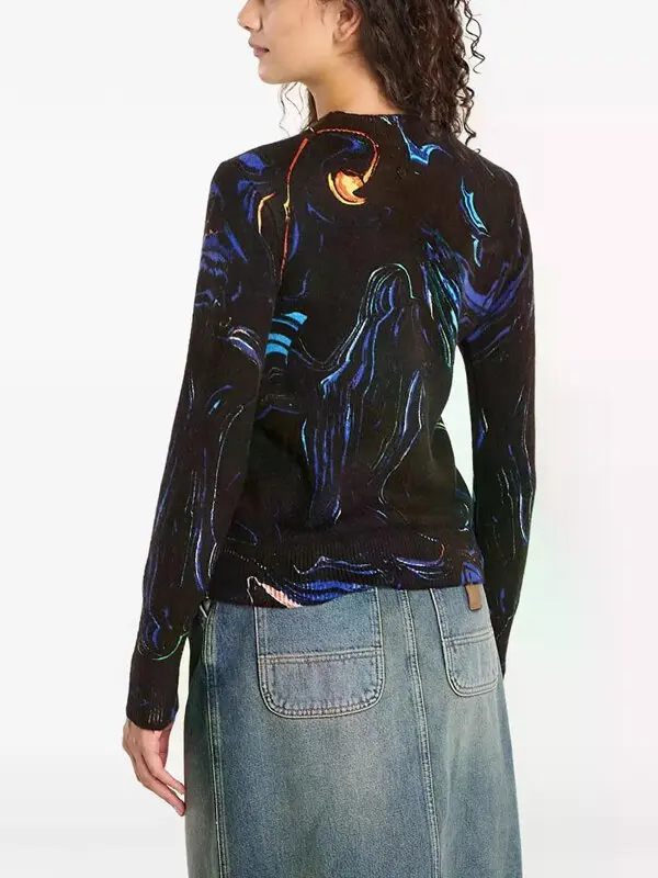 Desigual Abstract Print Crew Neck Long Sleeve Sweater