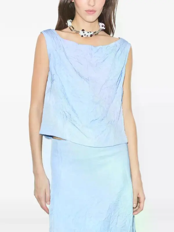 Tory Burch Sleeveless Crinkled Viscose Top