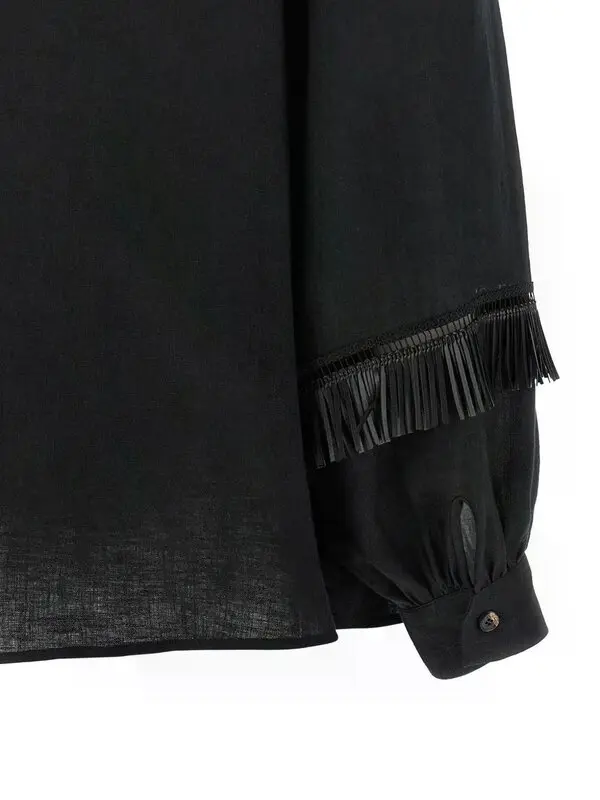 Kiton Linen Fringed Puff-sleeve Shirt
