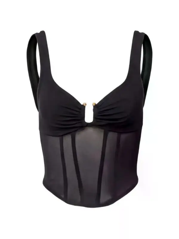 VIKTORIA & WOODS Mesh-paneled Corset Top - Black