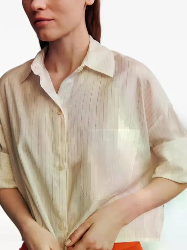 TWP Striped Cropped Shirt