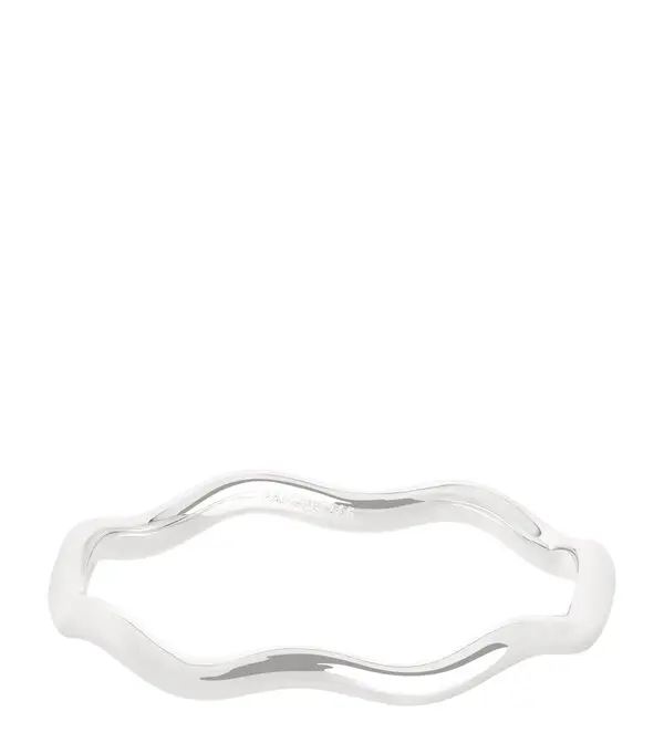 ASTRID & MIYU White Gold Wave Ring - Silver
