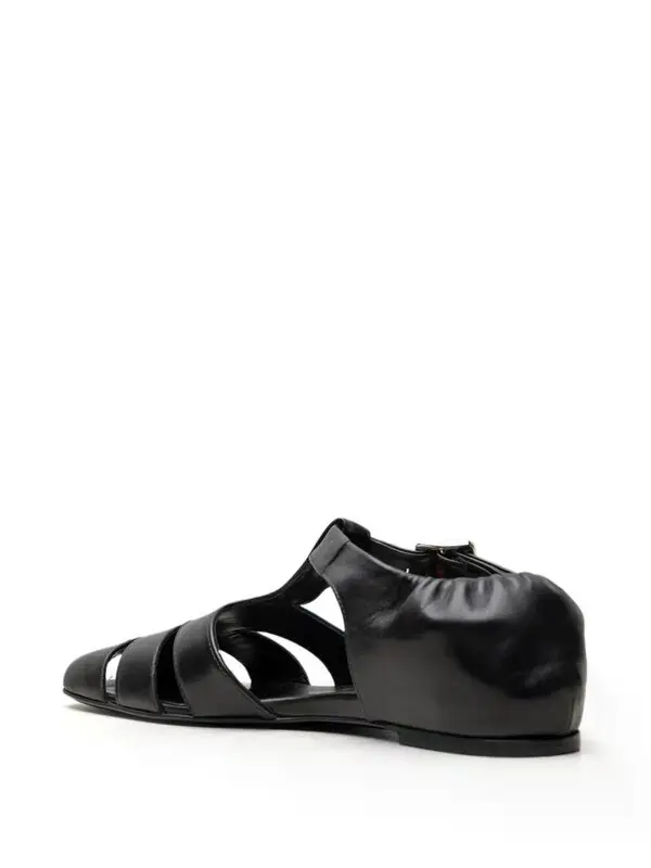 CHUCKIES Cut-out Leather Sandals - Black