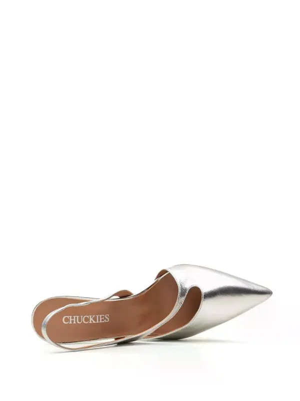 CHUCKIES Metallic Finish Slingback Stiletto Pumps