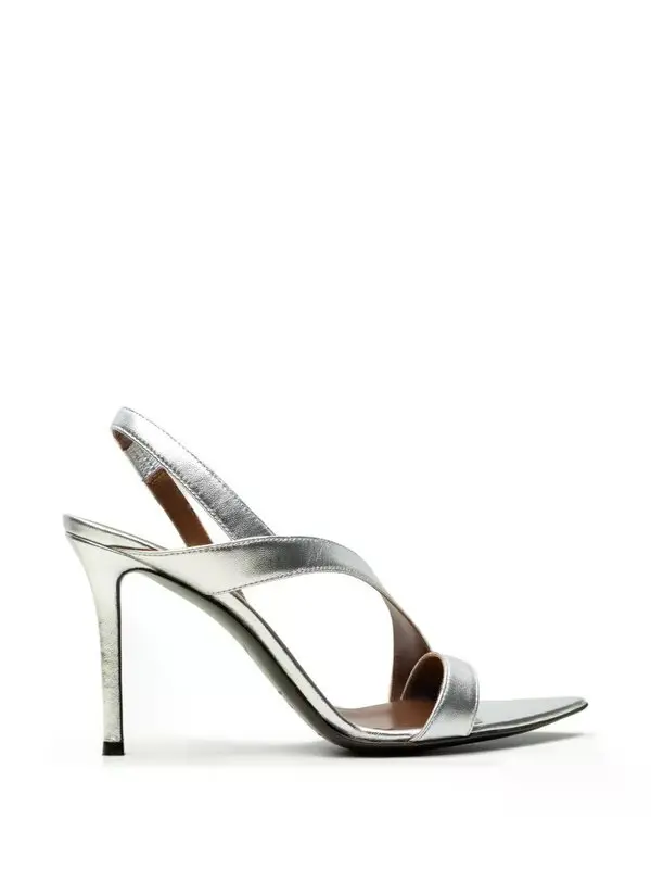 GIUSEPPE ZANOTTI Metallic Crossover Strap Stiletto Sandals - Silver