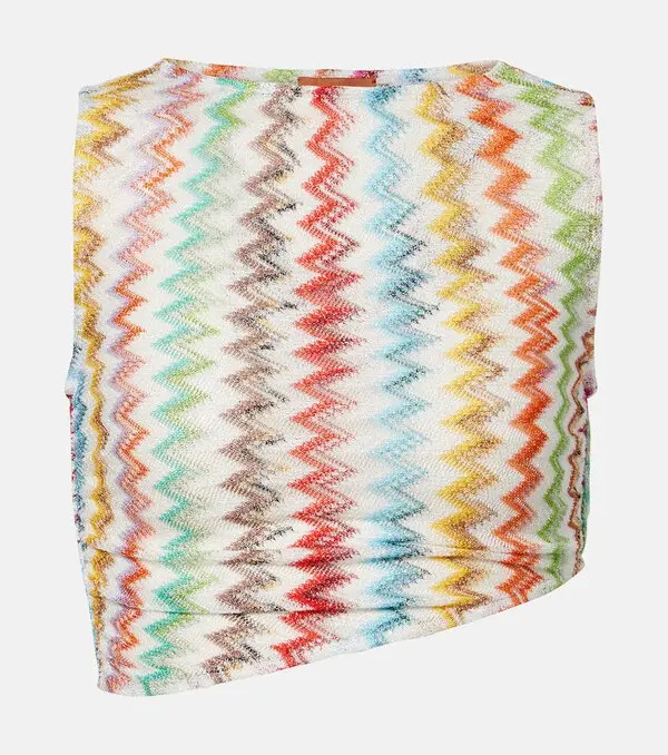 Missoni Zigzag Ruched Lame Crop Top