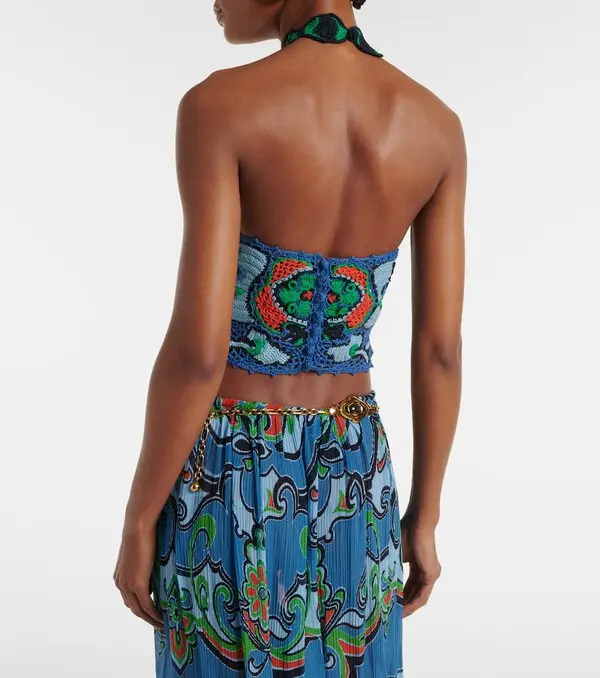Etro Floral Crochet Cotton Crop Top - Multicoloured
