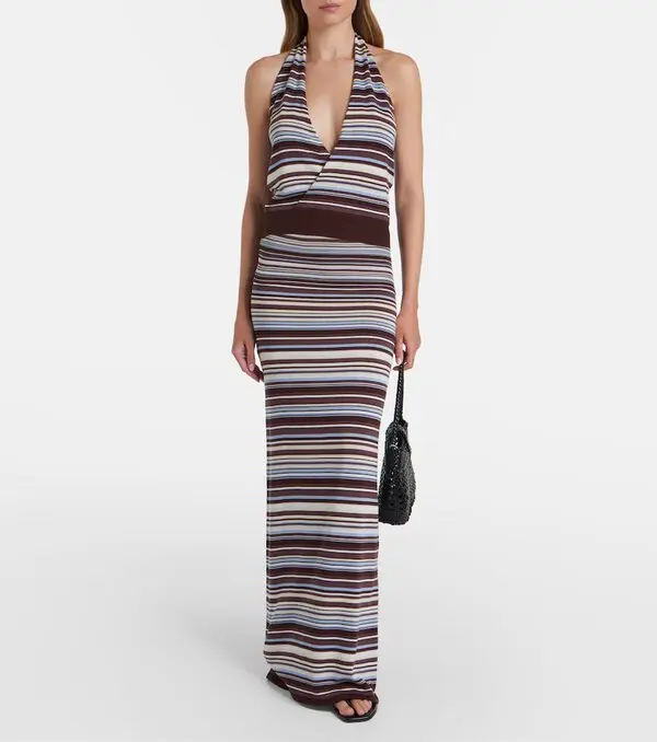 AYA MUSE Knitted Striped Maxi Skirt