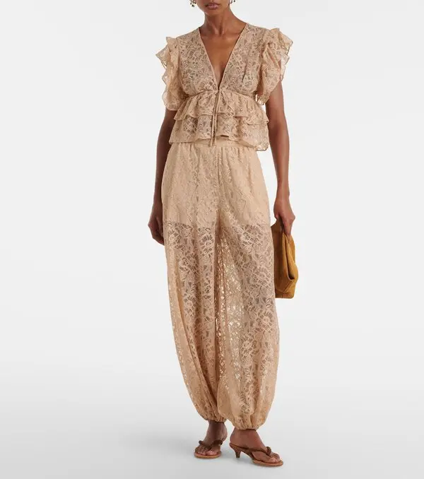 ADRIANA DEGREAS Lace Balloon Pants