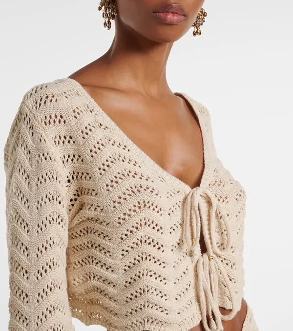 BANANHOT Miana Open-knit Cotton-blend Crop Top