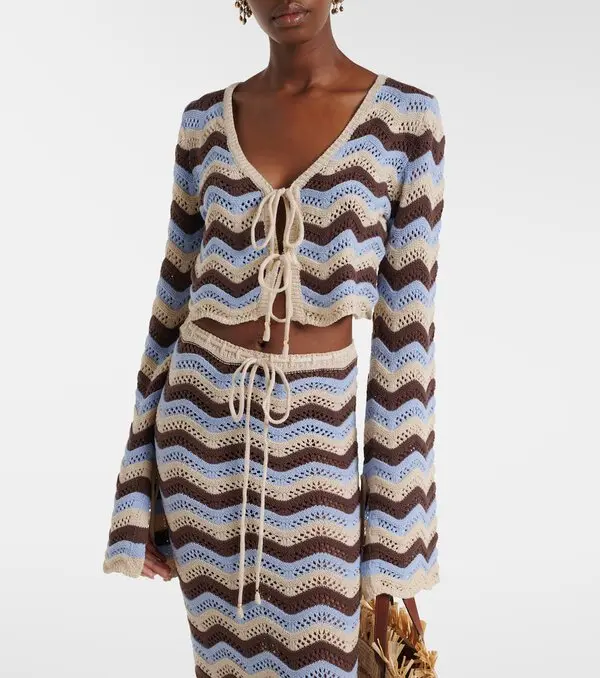 BANANHOT Miana Open-knit Cotton-blend Crop Top