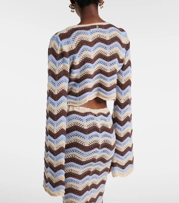 BANANHOT Miana Open-knit Cotton-blend Crop Top