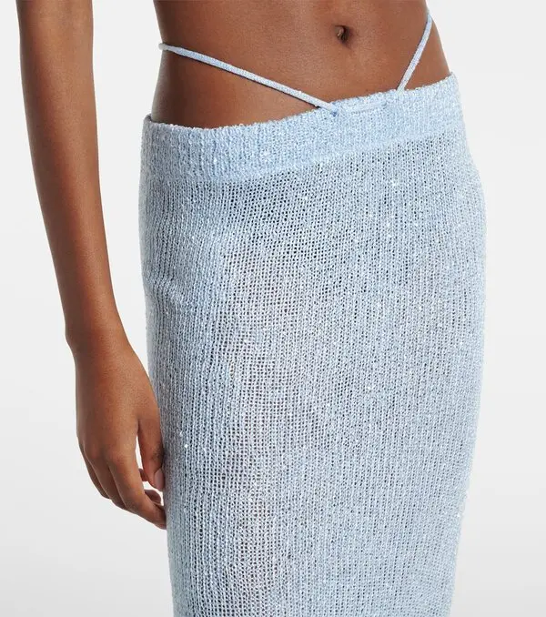 BANANHOT Alma Sequined Knitted Maxi Skirt - Blue