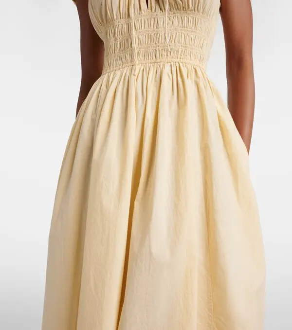 DÔEN Quinn Cotton Poplin Midi Dress - Beige
