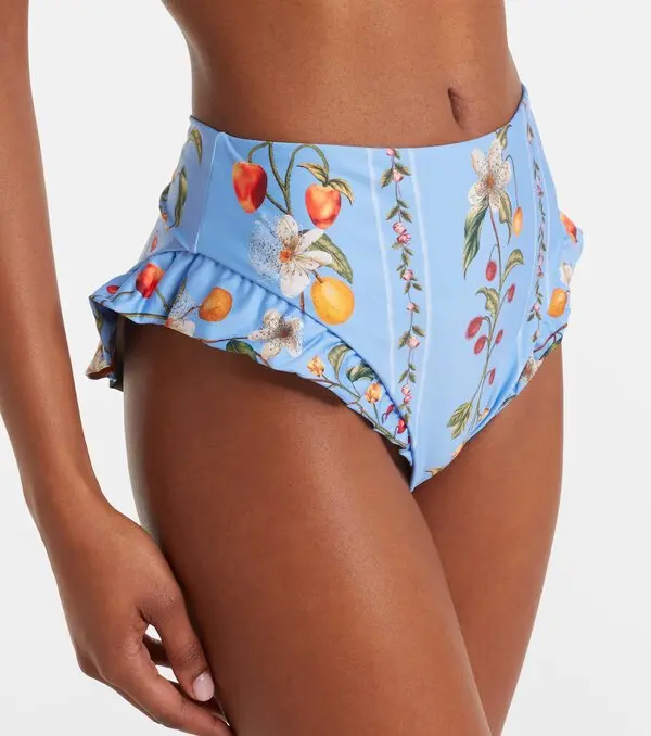 Agua Bendita Jengibre Printed Ruffled Bikini Bottoms
