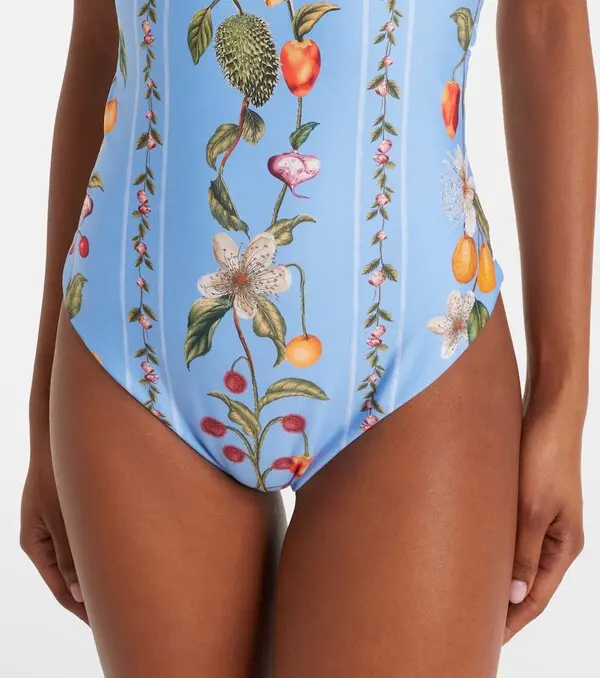 Agua Bendita Printed Ruffled One-piece Swimsuit