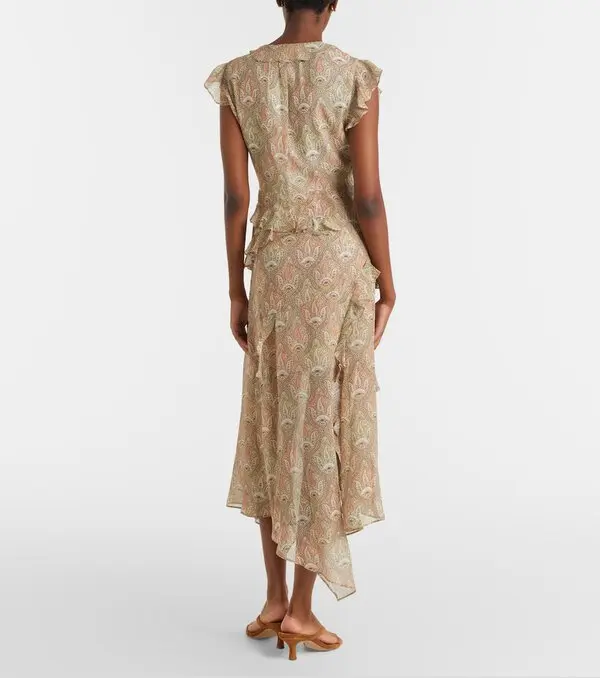 Veronica Beard Avenel Printed Ruffled Silk Midi Dress