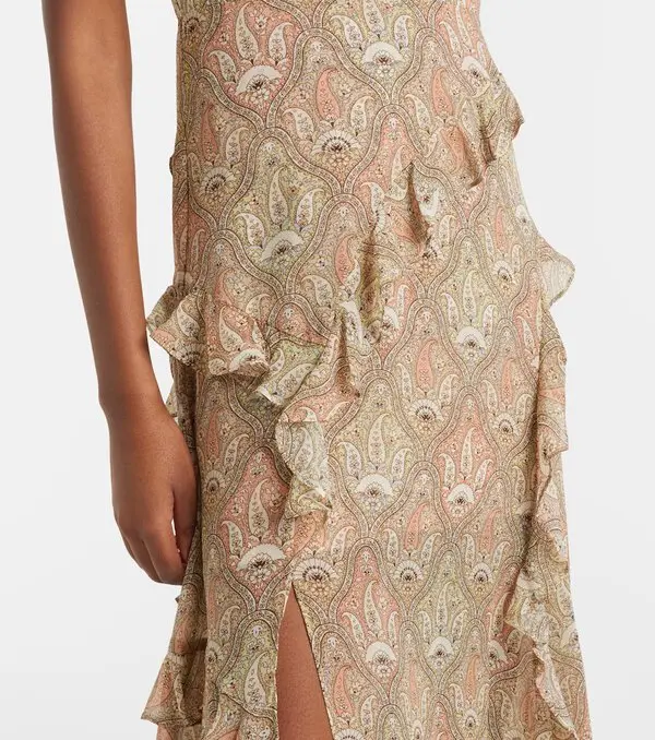 Veronica Beard Avenel Printed Ruffled Silk Midi Dress