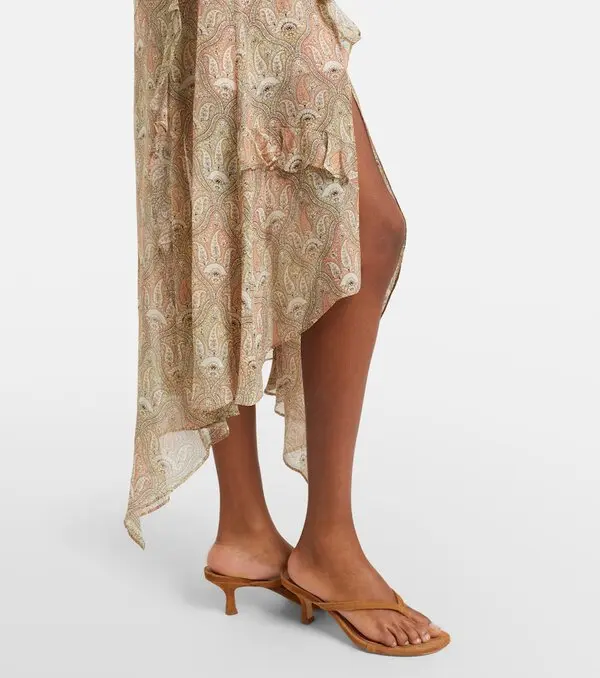 Veronica Beard Avenel Printed Ruffled Silk Midi Dress
