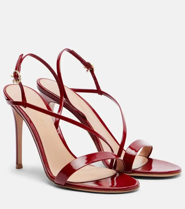 GIANVITO ROSSI Manhattan Patent Leather High Heel Sandals - Red