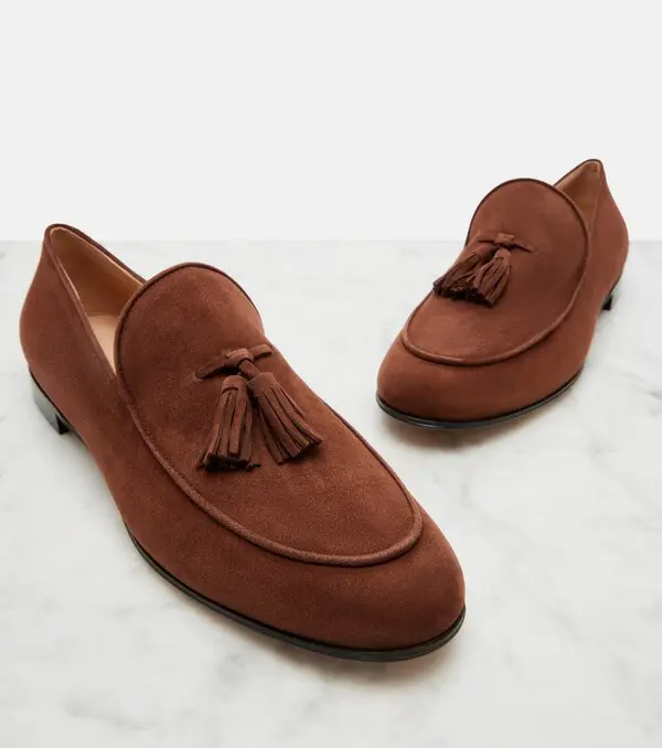 GIANVITO ROSSI Tasseled Suede Loafers - Brown