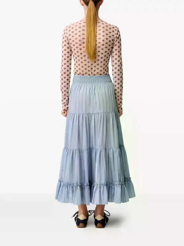 Claudie Pierlot Striped Tiered Maxi Skirt - Blue