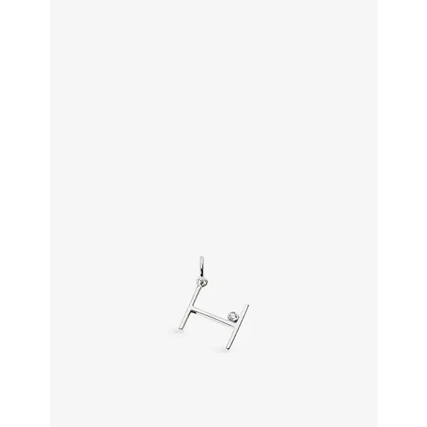 Monica Vinader Initial H Solitaire Diamond Pendant Charm - Silver