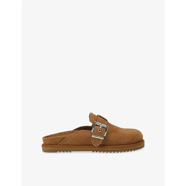 Kurt Geiger Buckled Backless Suede Loafers - Camel