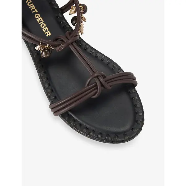 Kurt Geiger Roux Charm Flat Leather Sandals