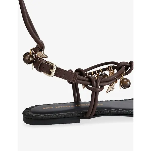 Kurt Geiger Roux Charm Flat Leather Sandals