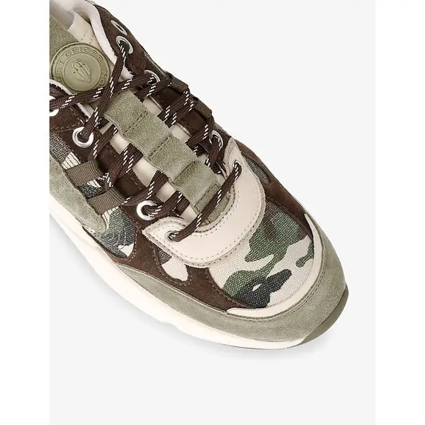 Kurt Geiger Camouflage Canvas And Suede Trainers - Khaki