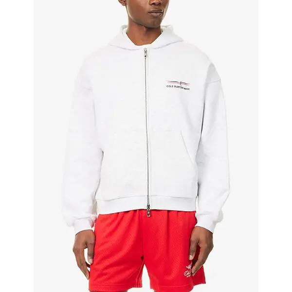 COLE BUXTON Sport Zipped Cotton-jersey Hoodie - Light Grey Marl