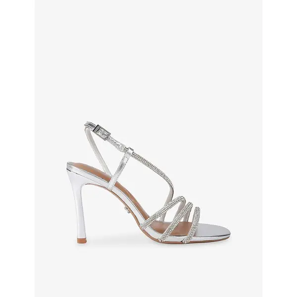 Carvela Paparazza Jewel Heeled Woven Sandals - Silver