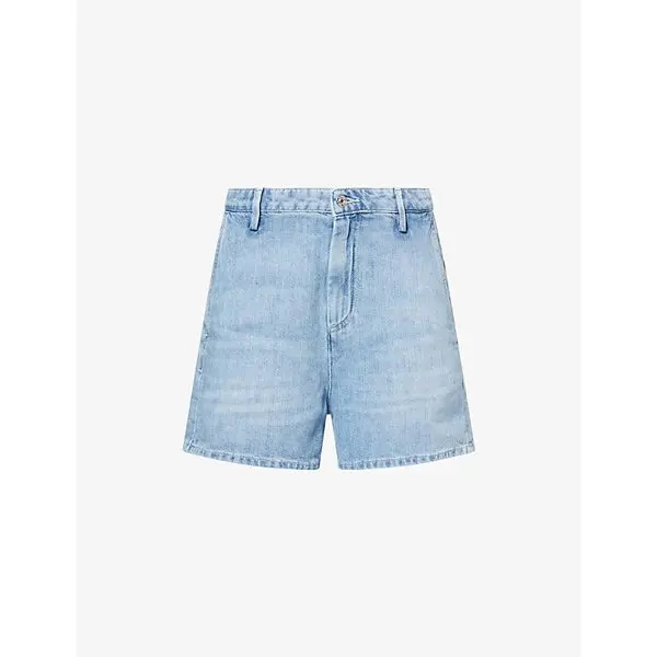 7 For All Mankind High-rise Cotton-linen Blend Shorts - Iris