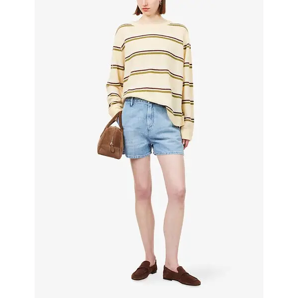 7 For All Mankind High-rise Cotton-linen Blend Shorts