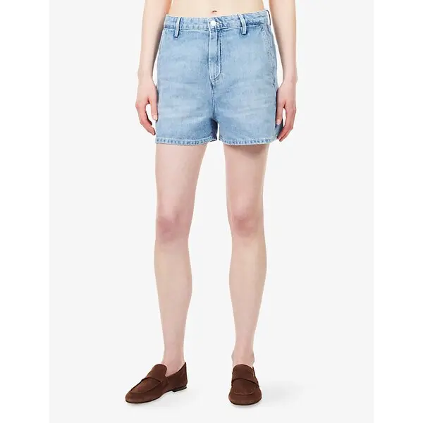 7 For All Mankind High-rise Cotton-linen Blend Shorts