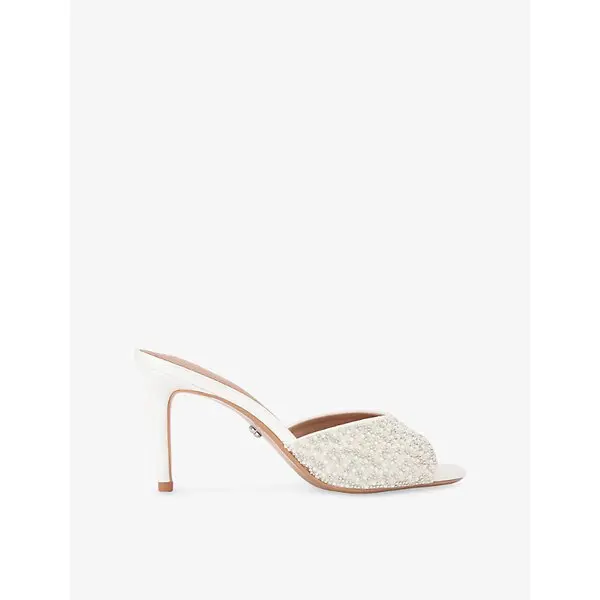 Carvela Silvia Embellished Woven Stiletto Mules - White