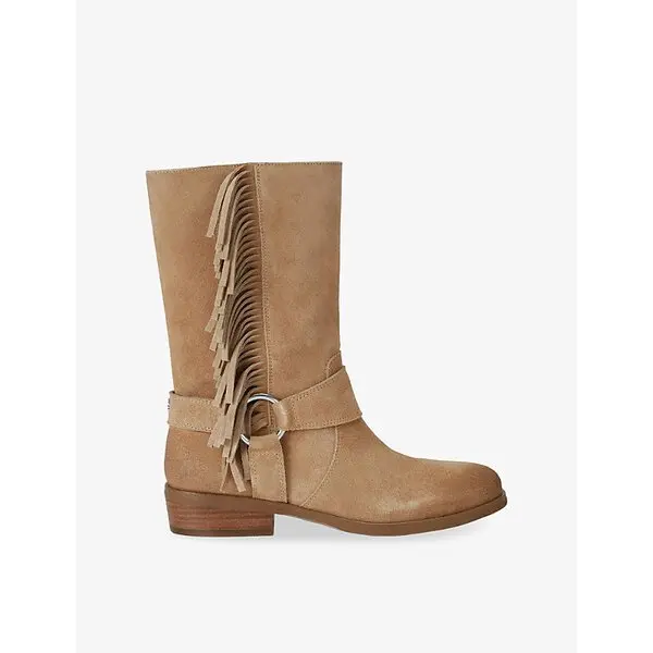 Kurt Geiger Suede Calf Boots With Fringe Detail