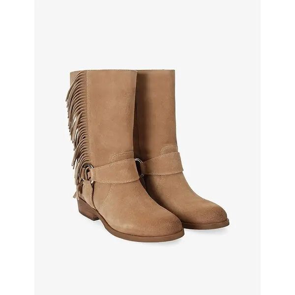 Kurt Geiger Suede Calf Boots With Fringe Detail