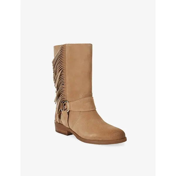 Kurt Geiger Suede Calf Boots With Fringe Detail