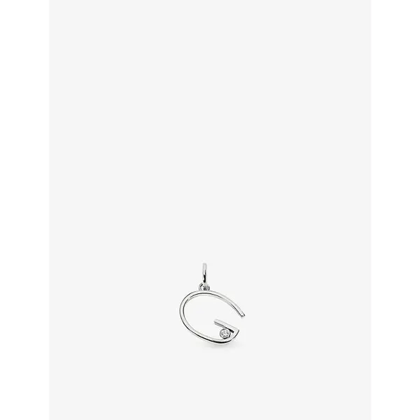 Monica Vinader Initial G Solitaire Lab-grown Diamond Sterling Pendant Charm - Silver