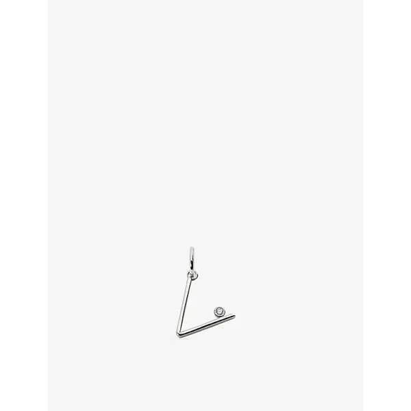 Monica Vinader Sterling And Lab-grown Diamond Initial V Pendant - Silver