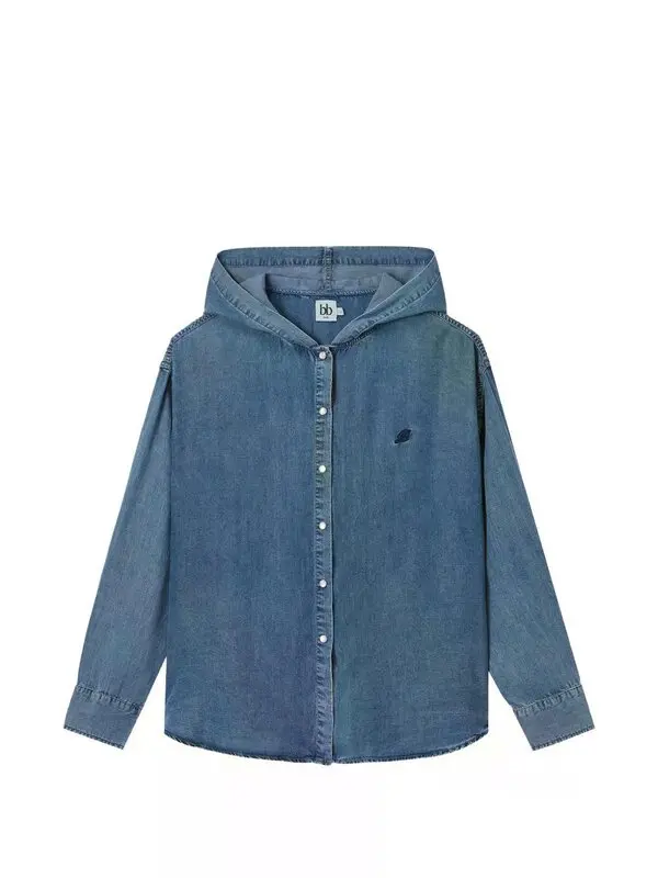 B+AB Hooded Denim Shirt - Blue