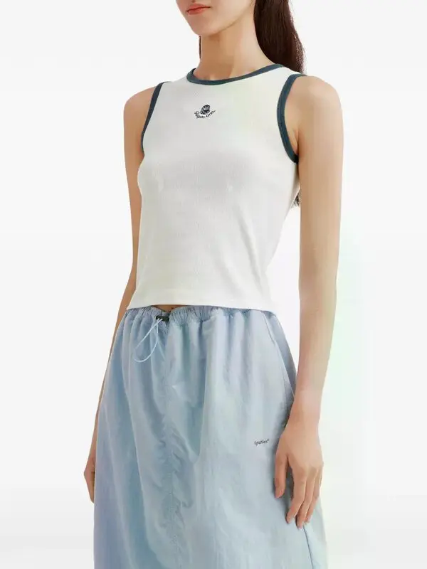 FINGERCROXX Ribbed Logo-embroidered Sleeveless Top - Neutrals