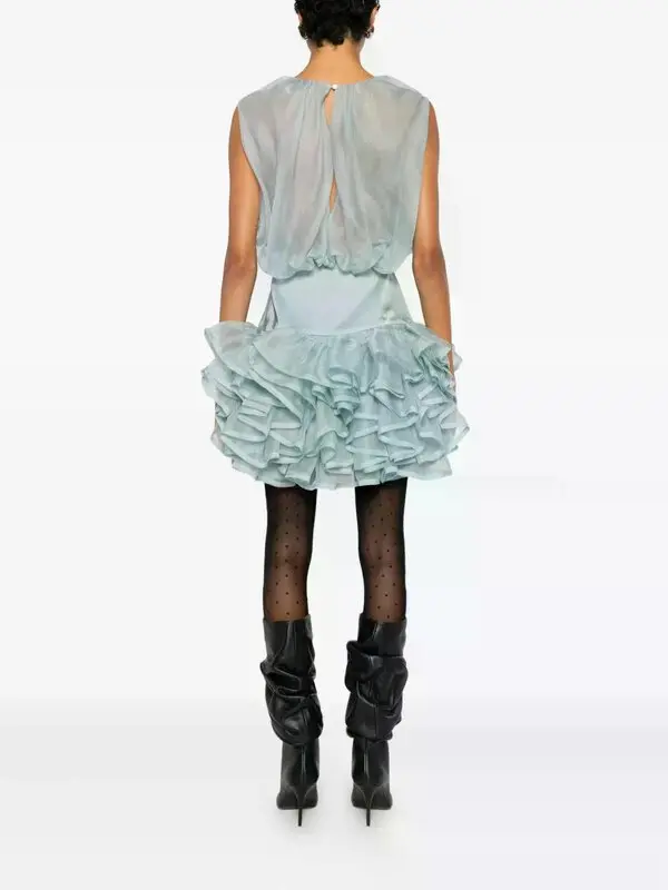 Viktor & Rolf Silk Ruffled Mini Dress - Blue
