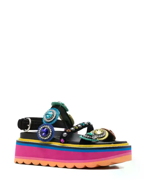Kurt Geiger Octavia Crystal-embellished Platform Sandals - Black
